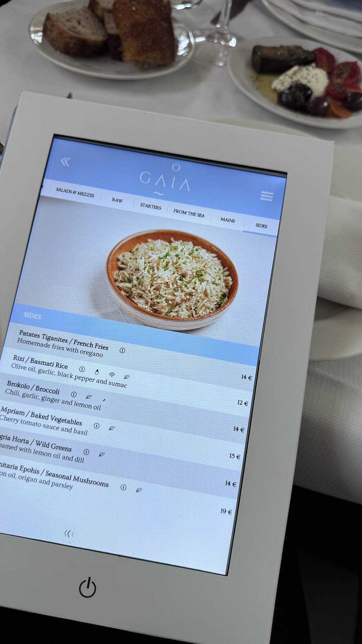 Menu au Gaia Monaco restaurant, Monaco