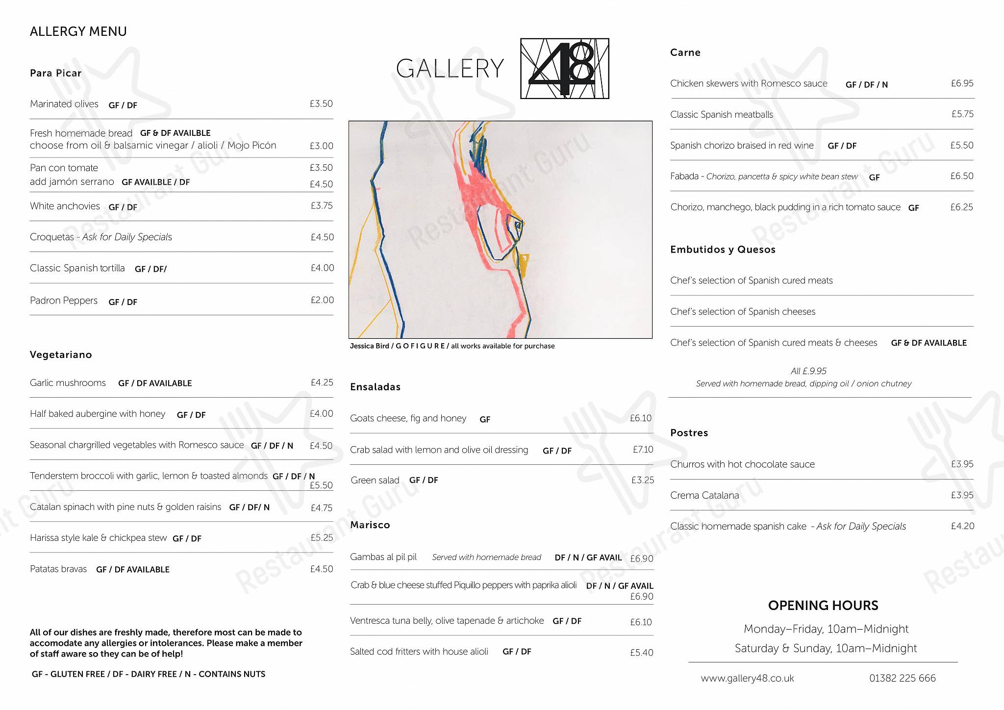 Menu at Gallery 48 pub & bar, Dundee