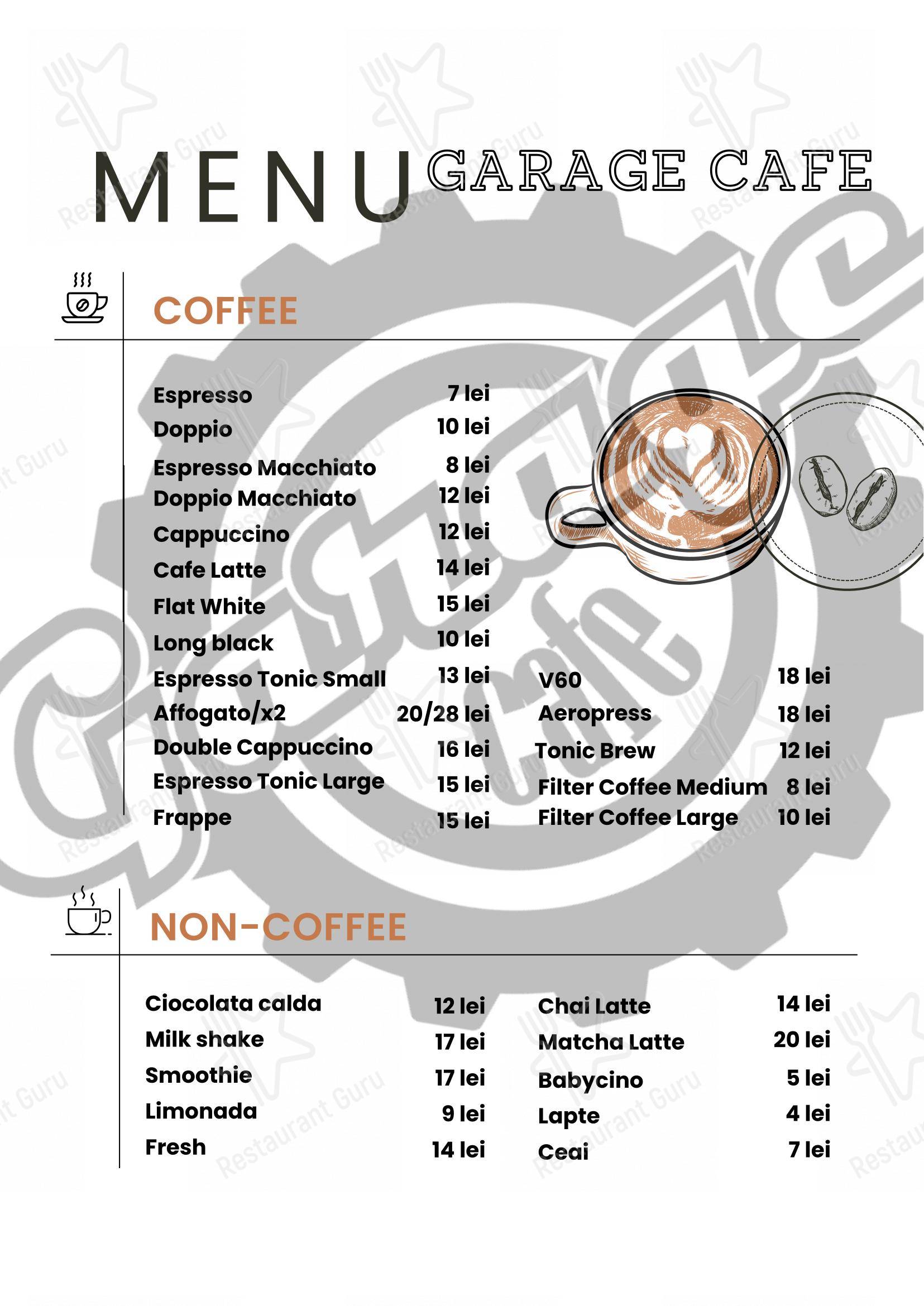 Menu at Garage Cafe Kiseleff, Bucharest