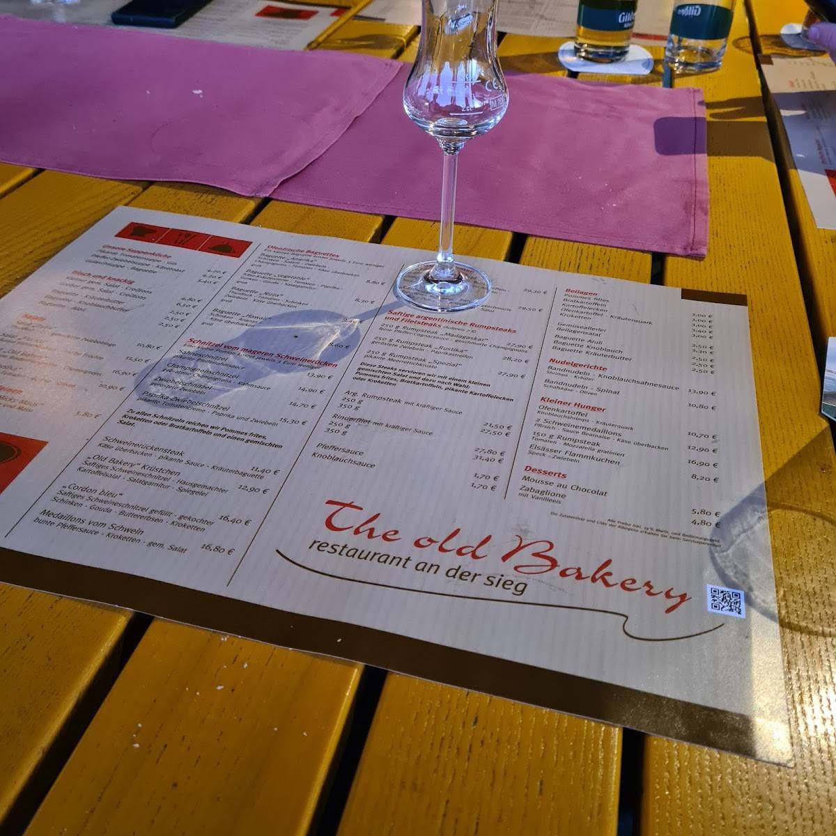 Menu au Gaststätte Old Bakery, Wissen