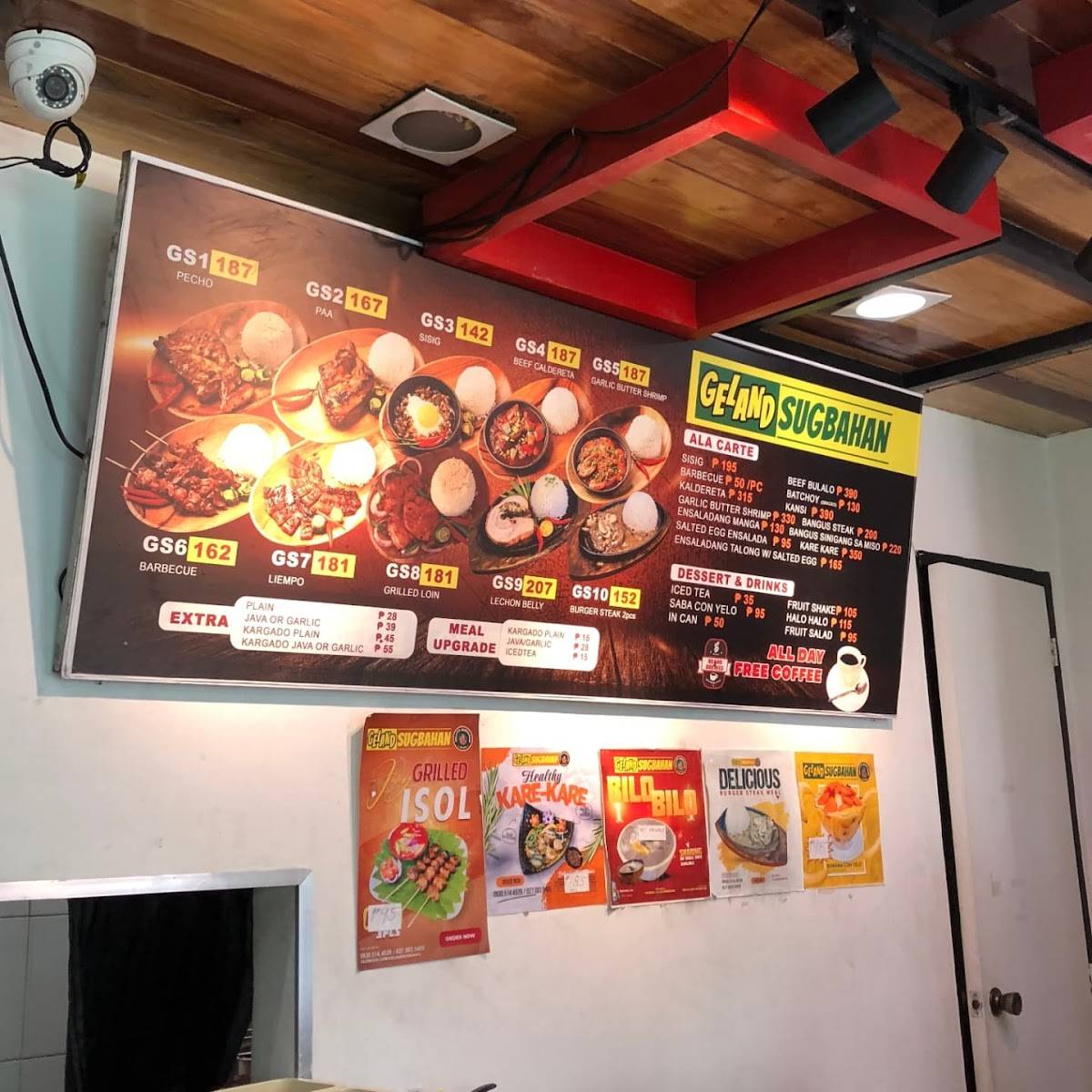 Menu at Geland Sugbahan restaurant, Pasig