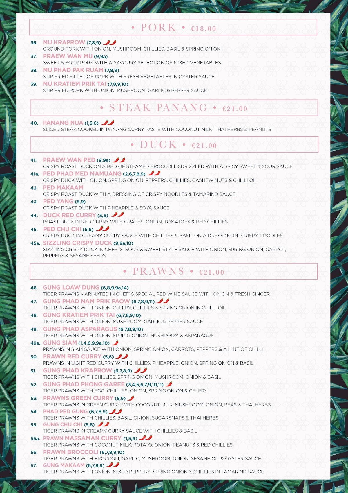 Menu at Genting Thai Restaurant, Killarney