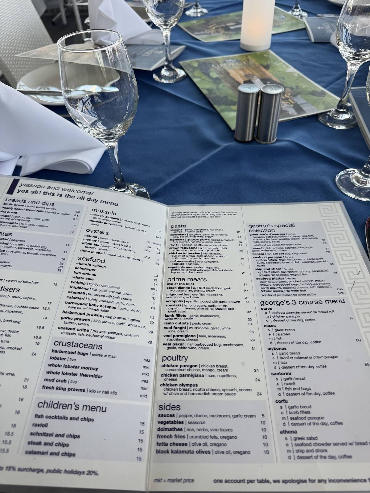 Menu at George's Paragon Seafood Restaurant - Sanctuary Cove, Hope ...
