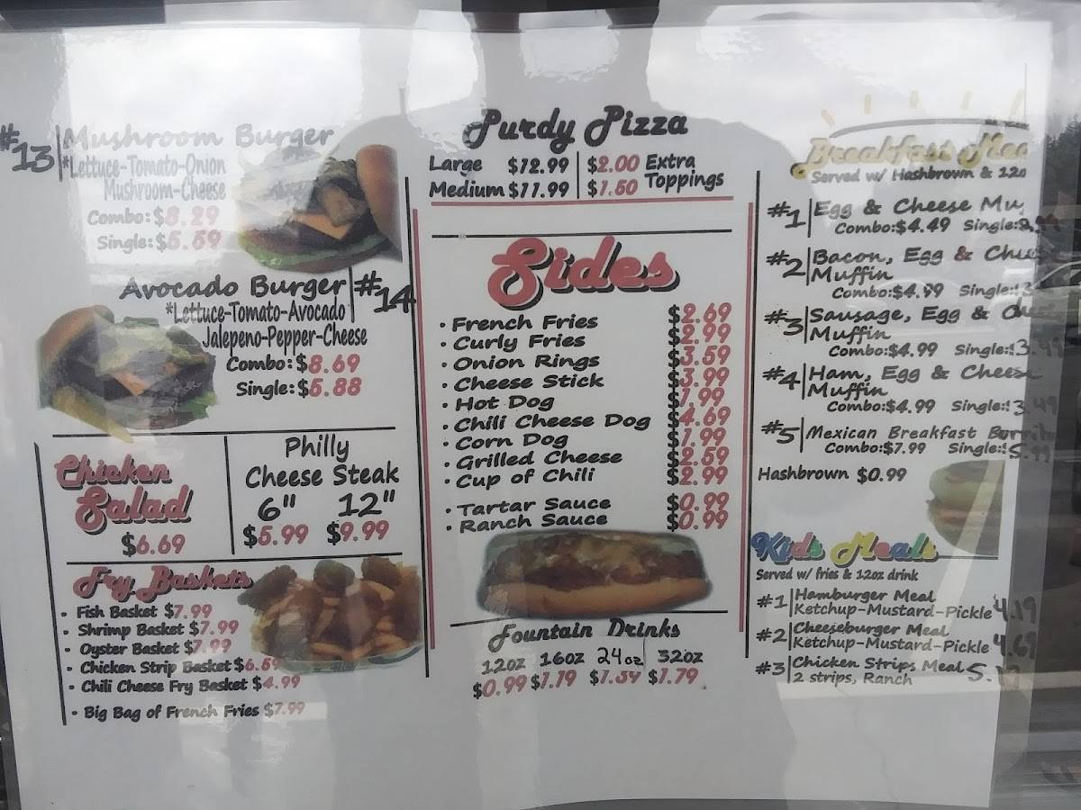 Menu at Dexter's Drive-In pizzeria, Gig Harbor