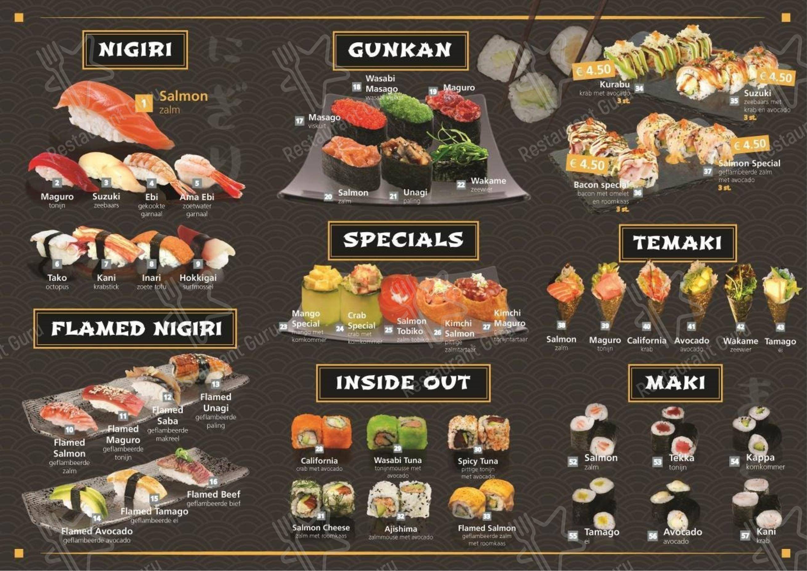 Speisekarte von Ginza Sushi, Enschede