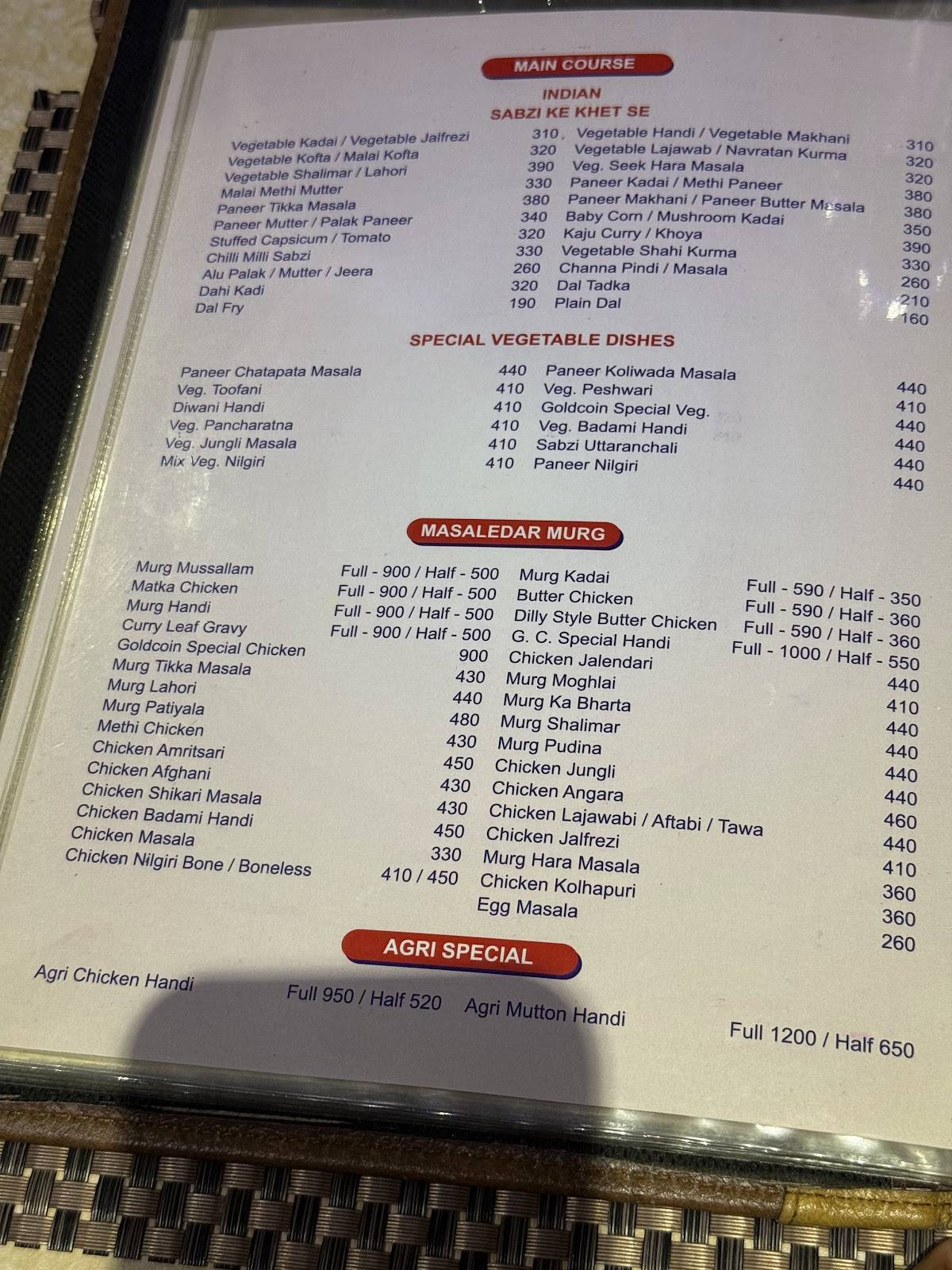 Menu at Gold Coin Restaurant, Vasai