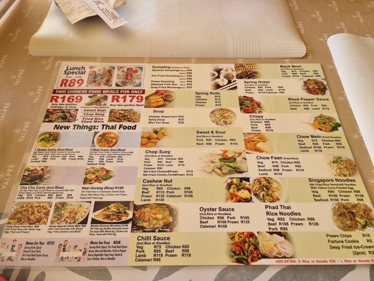 Menu at Gold Leaf restaurant, Paarl, Lemoenkloof