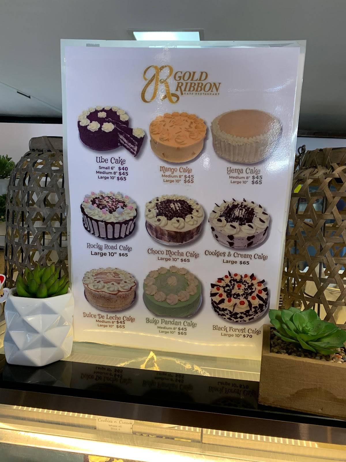 Menu at Gold Ribbon restaurant, Auckland
