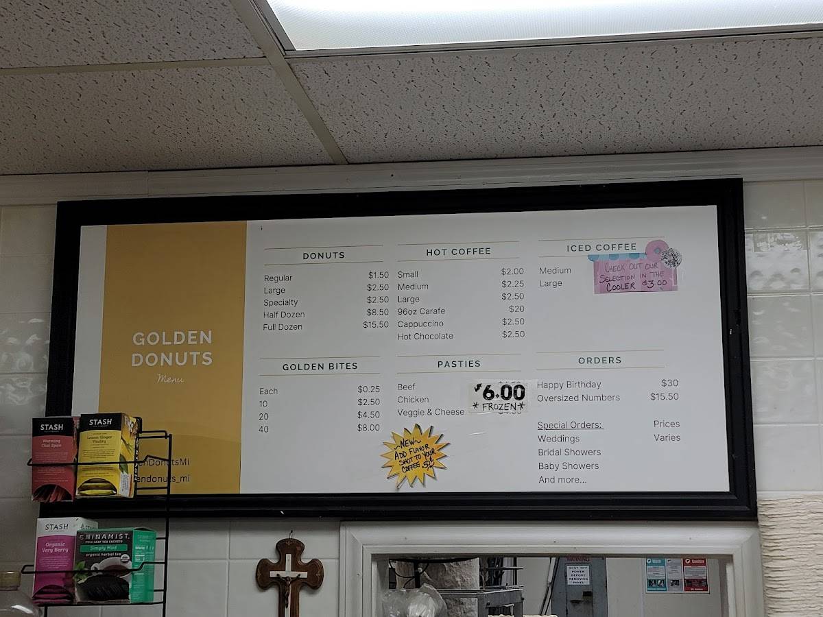 Menu at Golden Donuts, Charter Township of Clinton