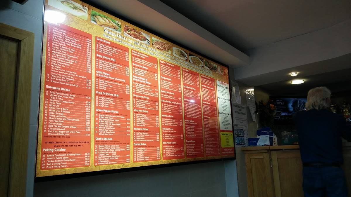 Menu at Golden Palace fast food, Lurgan