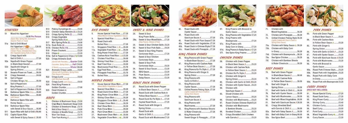 Menu at Golden Palace fast food, Dorking