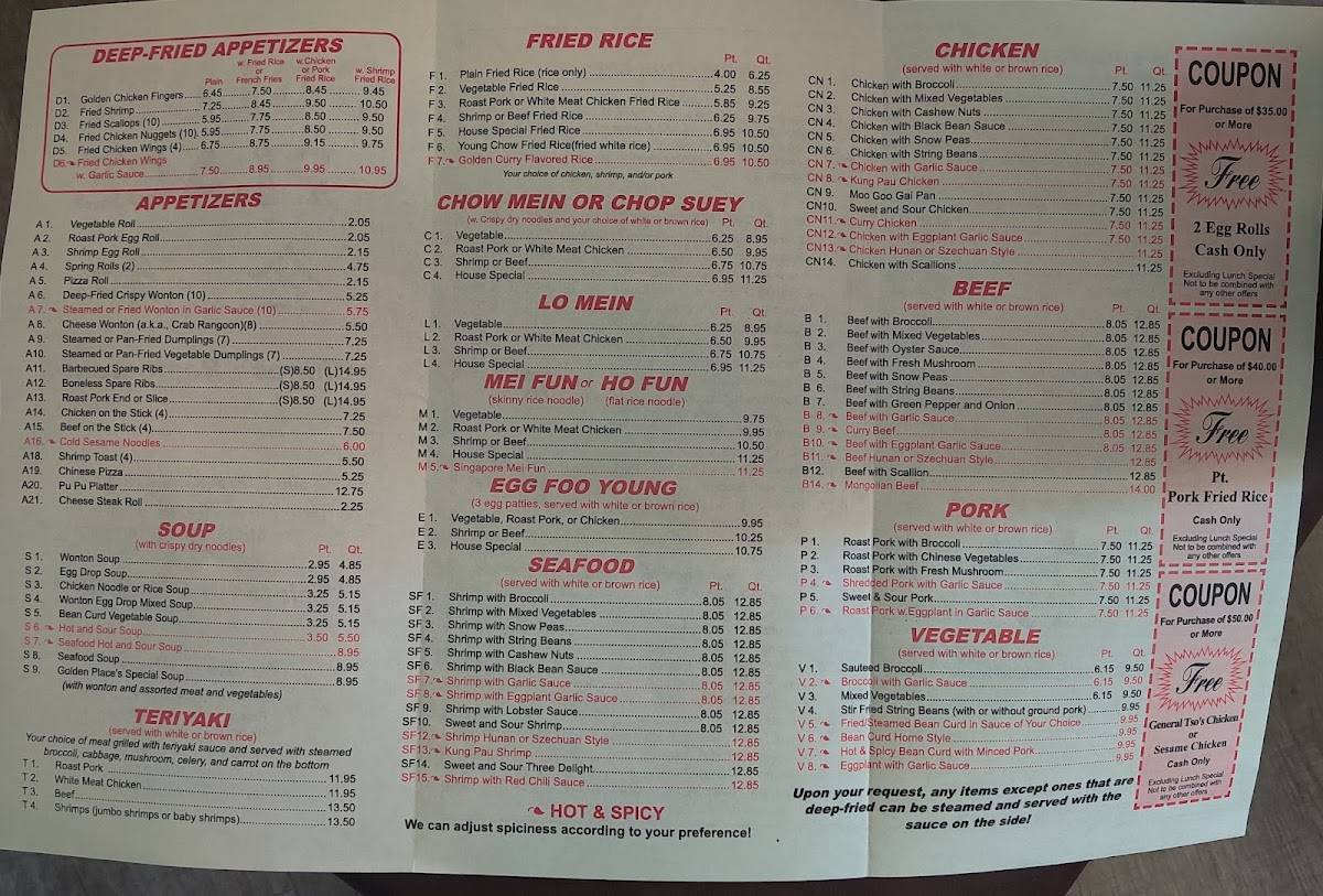 Menu at Golden Place Chinese Restaurant, Aldan, 500 E Providence Rd #2