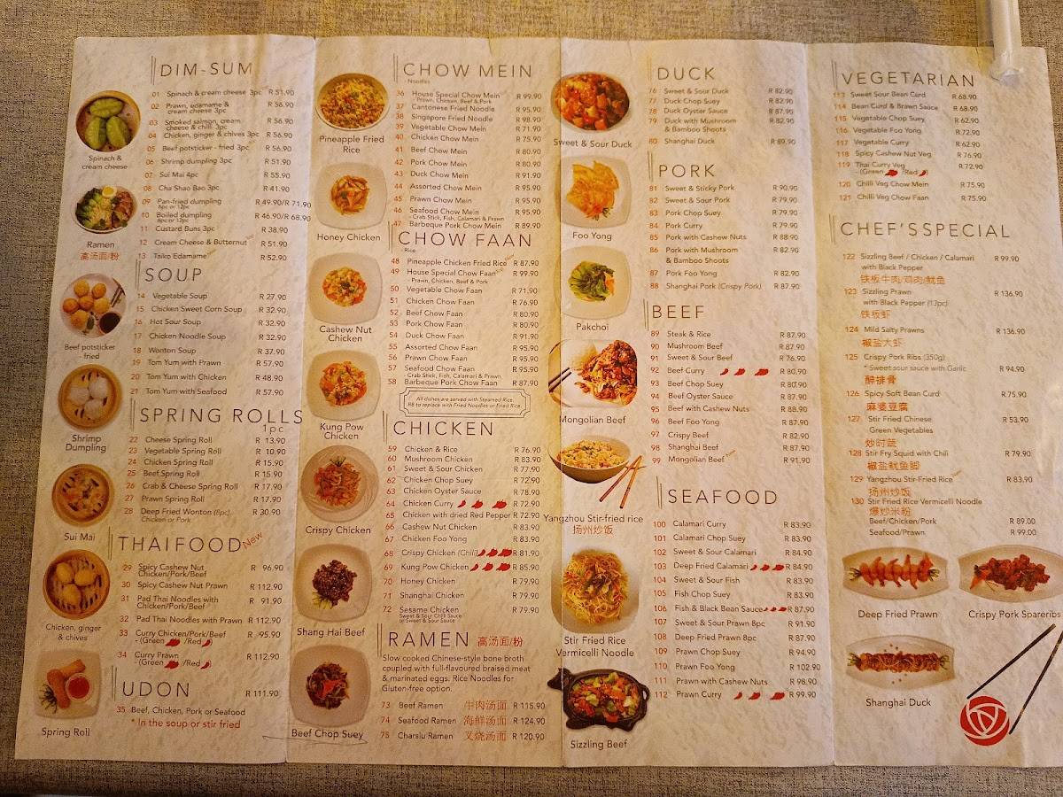 Menu at Golden Rose Sunninghill restaurant, Sandton