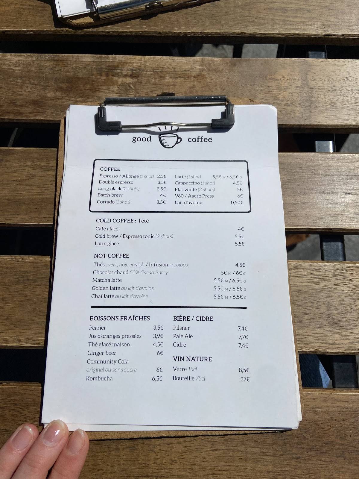 Carta del café Good News Coffee Shop, Paris