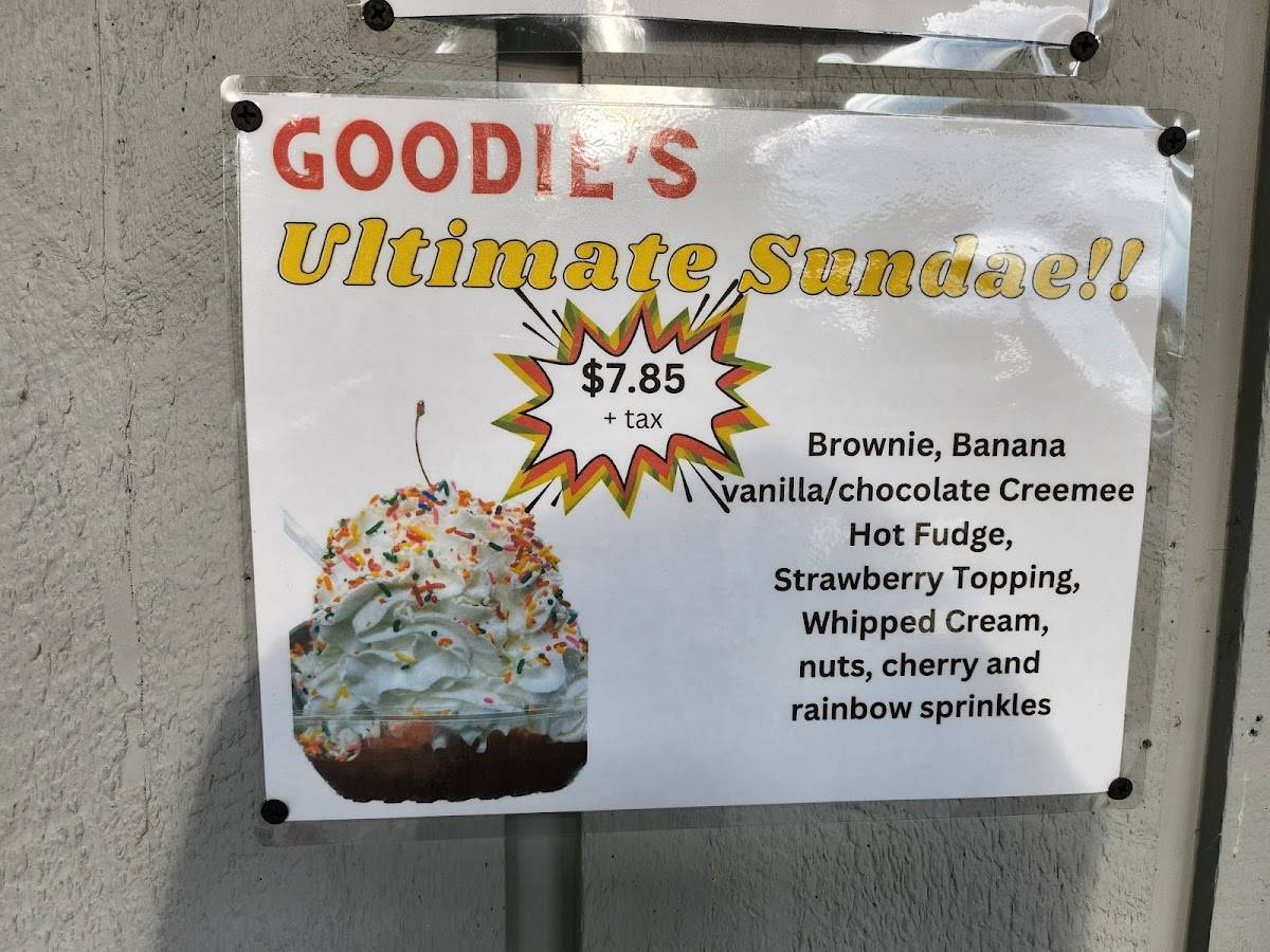 Menu at Goodies Snack Bar, Addison