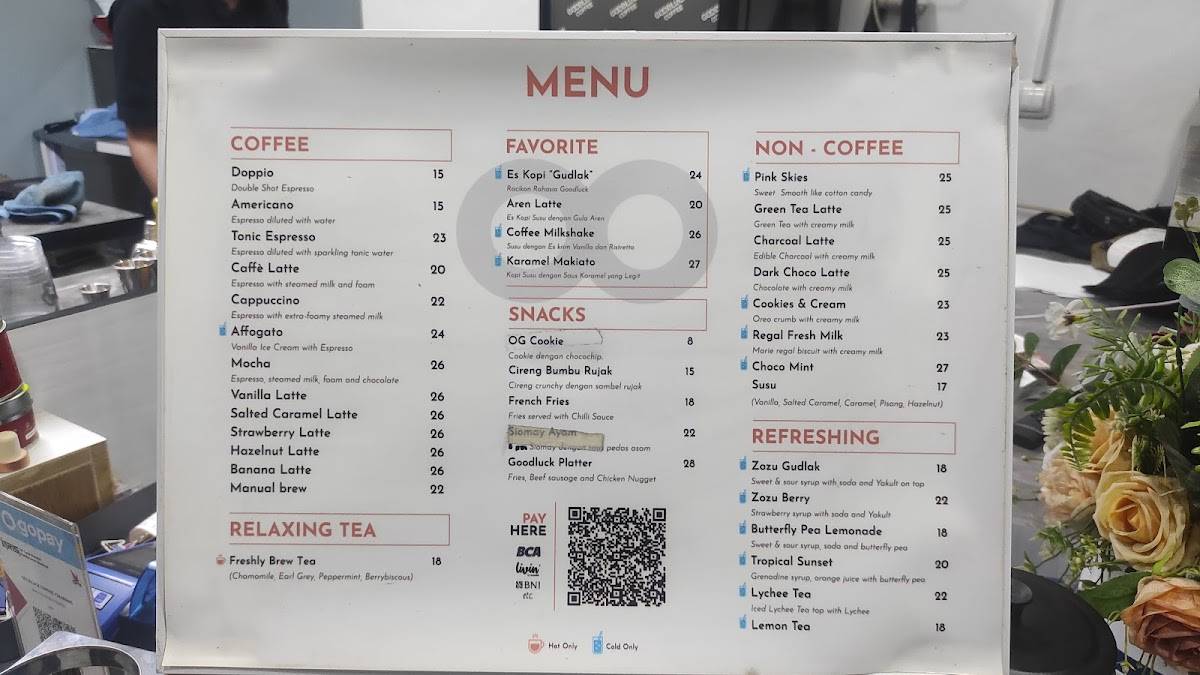 Menu at Goodluck Coffee, Bekasi Regency
