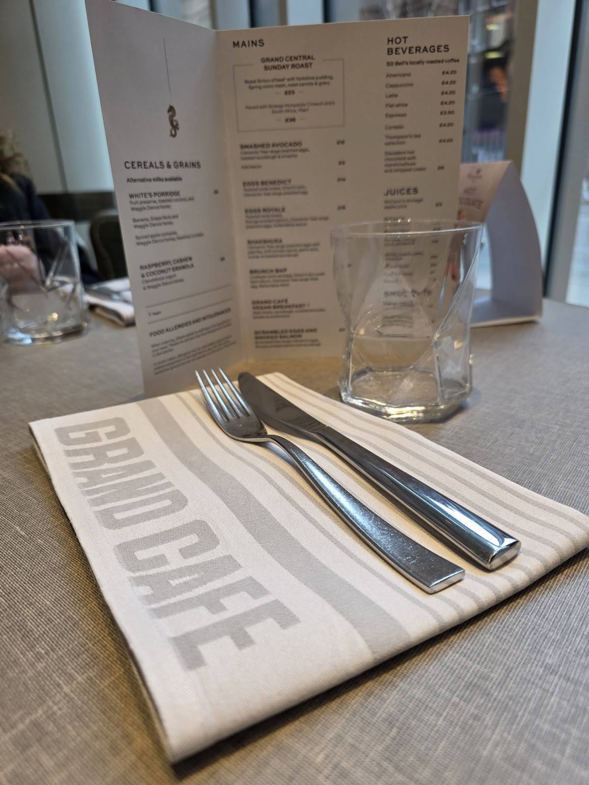 Menu at Grand Café Belfast cafe, Belfast