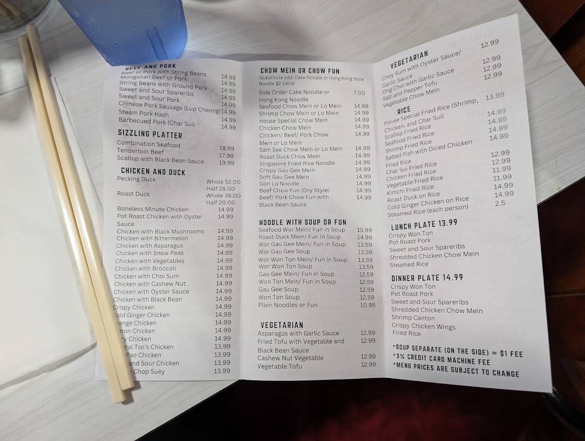Menu at Grand Chinese Restaurant, Pearl City