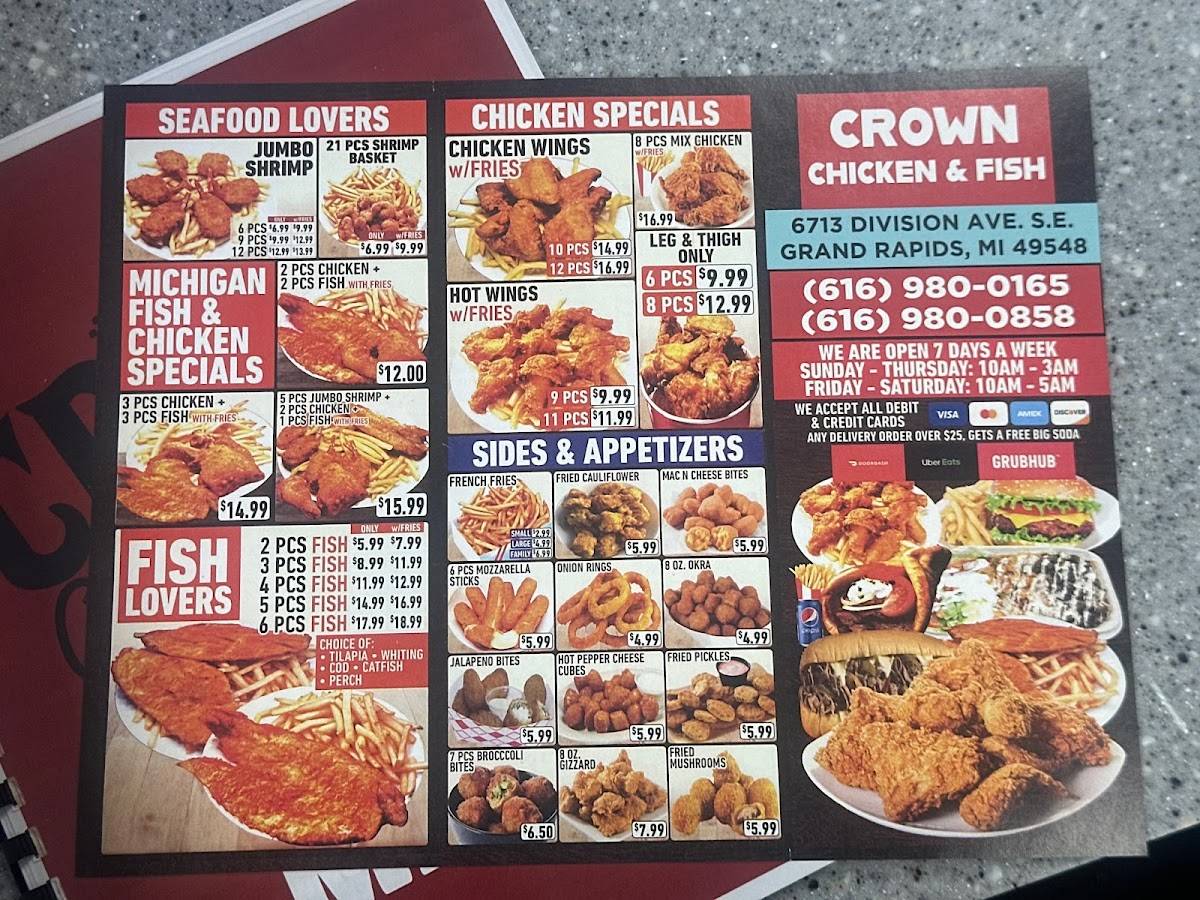 Menu at CROWN CHICKEN & FISH restaurant, Grand Rapids