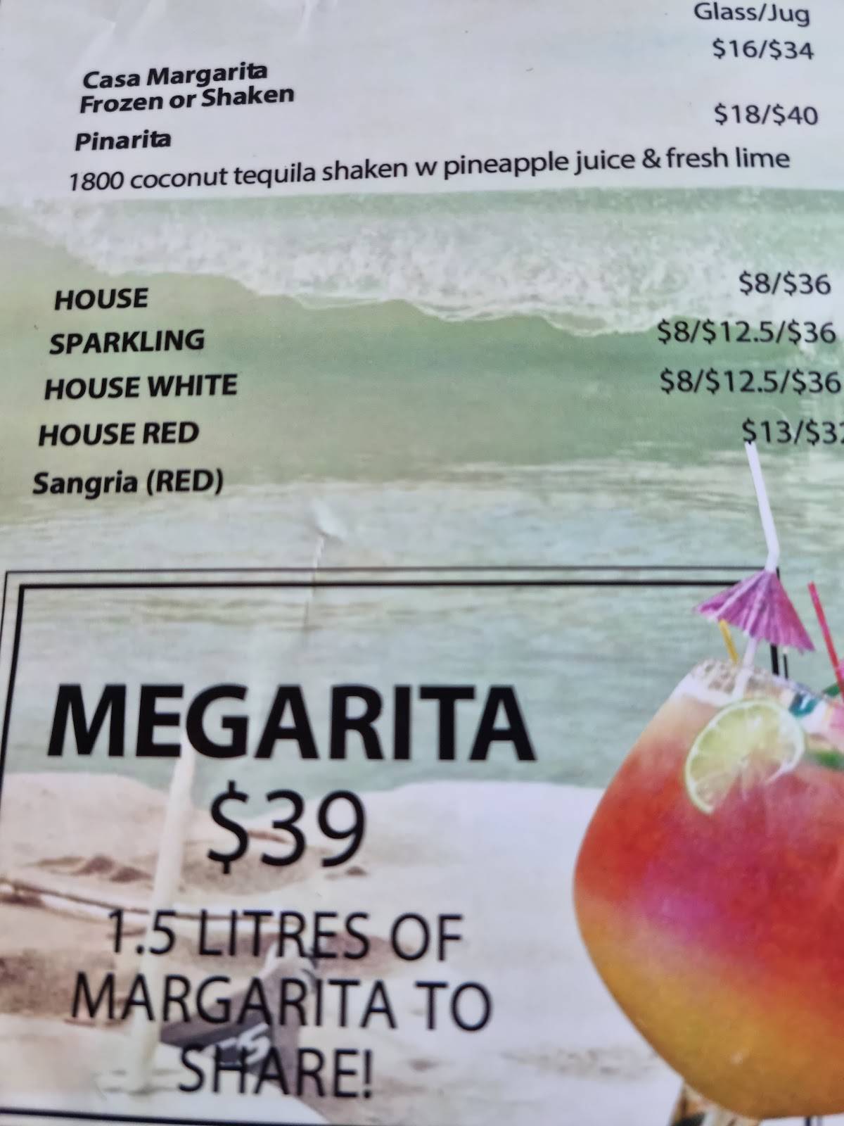 Menu at Greedy Gringo restaurant, Caloundra