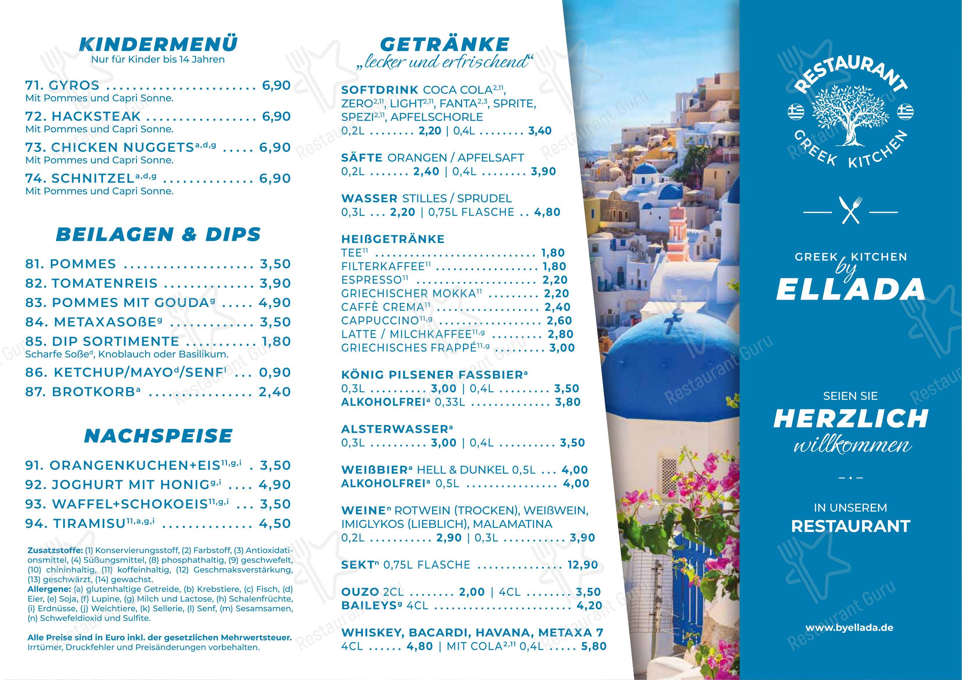 Speisekarte von Greek Kitchen by ELLADA restaurant, Hamburg