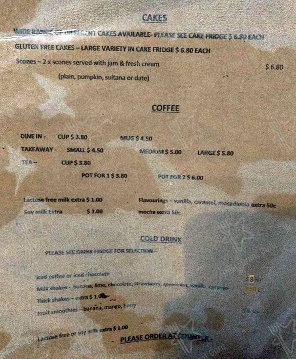 Menu at Froggies Rest cafe, Logan Village