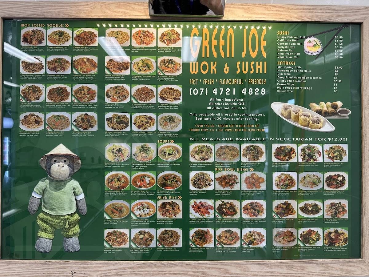 Menu at Green Joe Wok & Sushi restaurant, Hermit Park