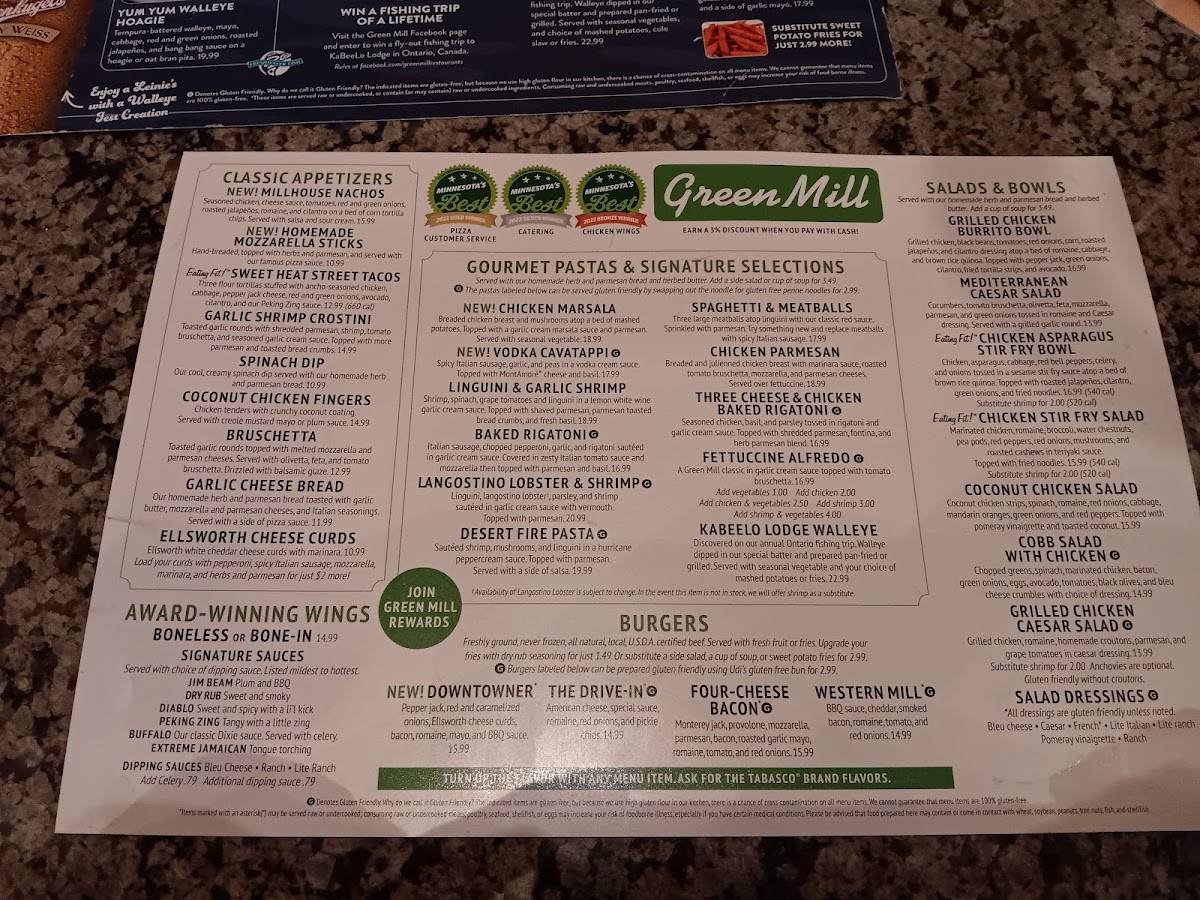 Menu at Green Mill Restaurant & Bar, Willmar, US-12