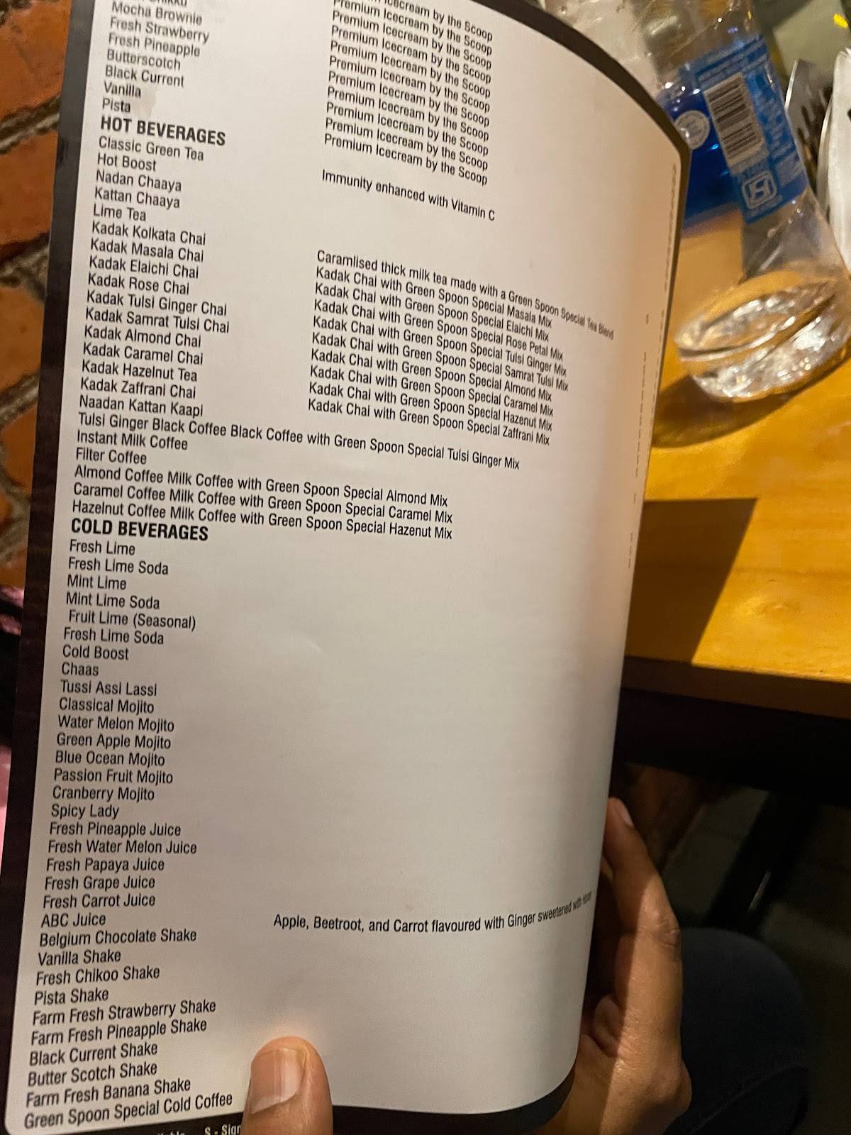 Menu at Green Spoon, Pure Veg Haven, Kochi