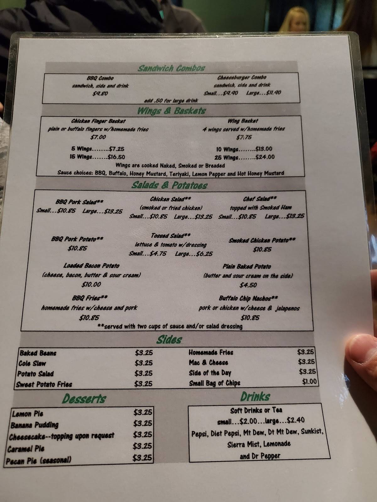 Menu at Green Top Cafe Dora BBQ, Dora