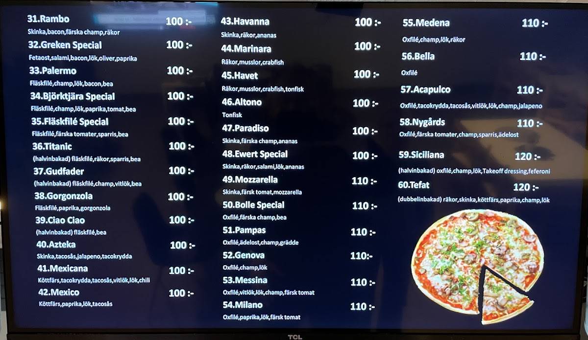 Menu at Grekens Grill & Pizzeria, Arbrå