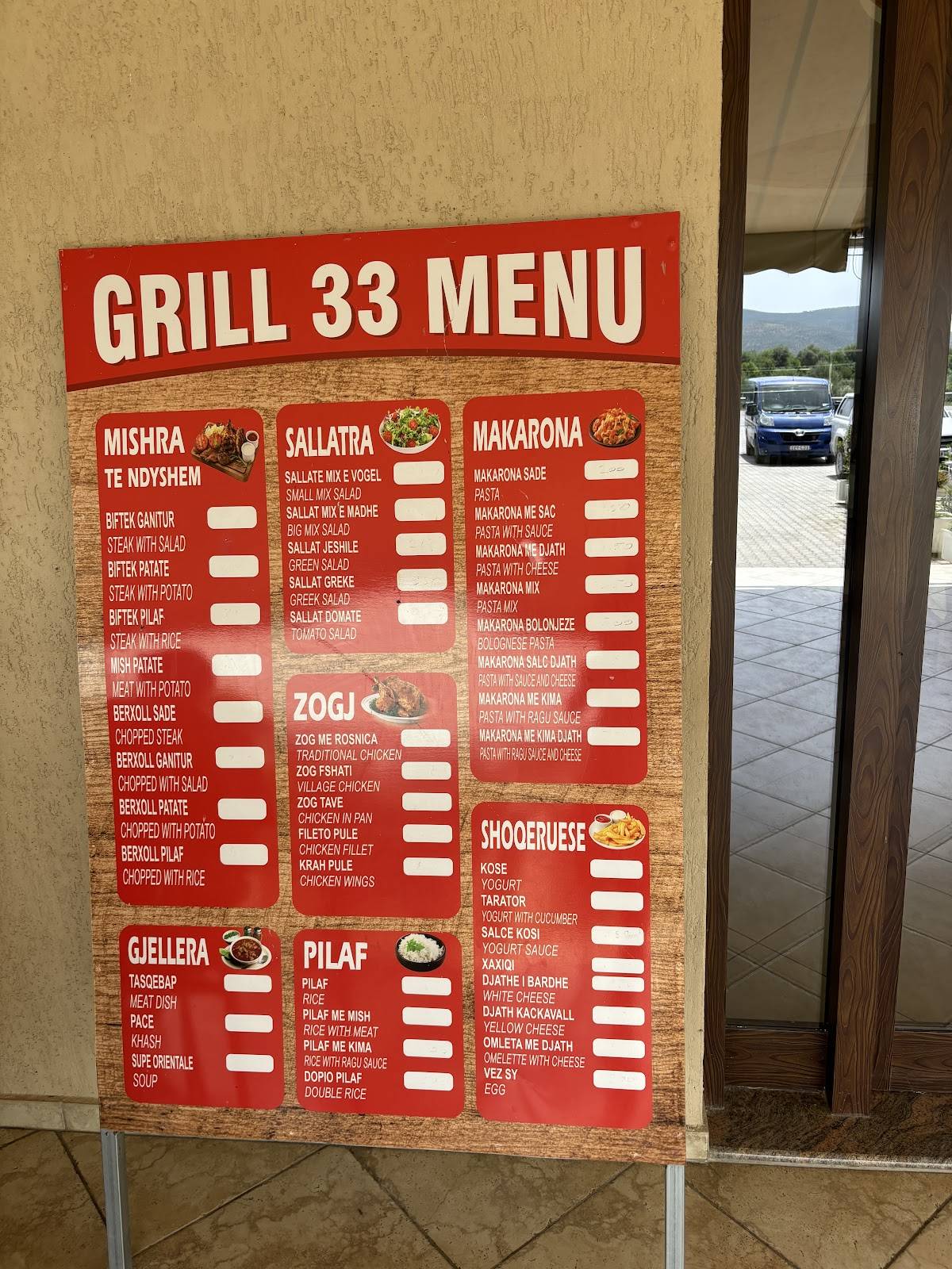 Menu at Grill 33 pub & bar, Albania