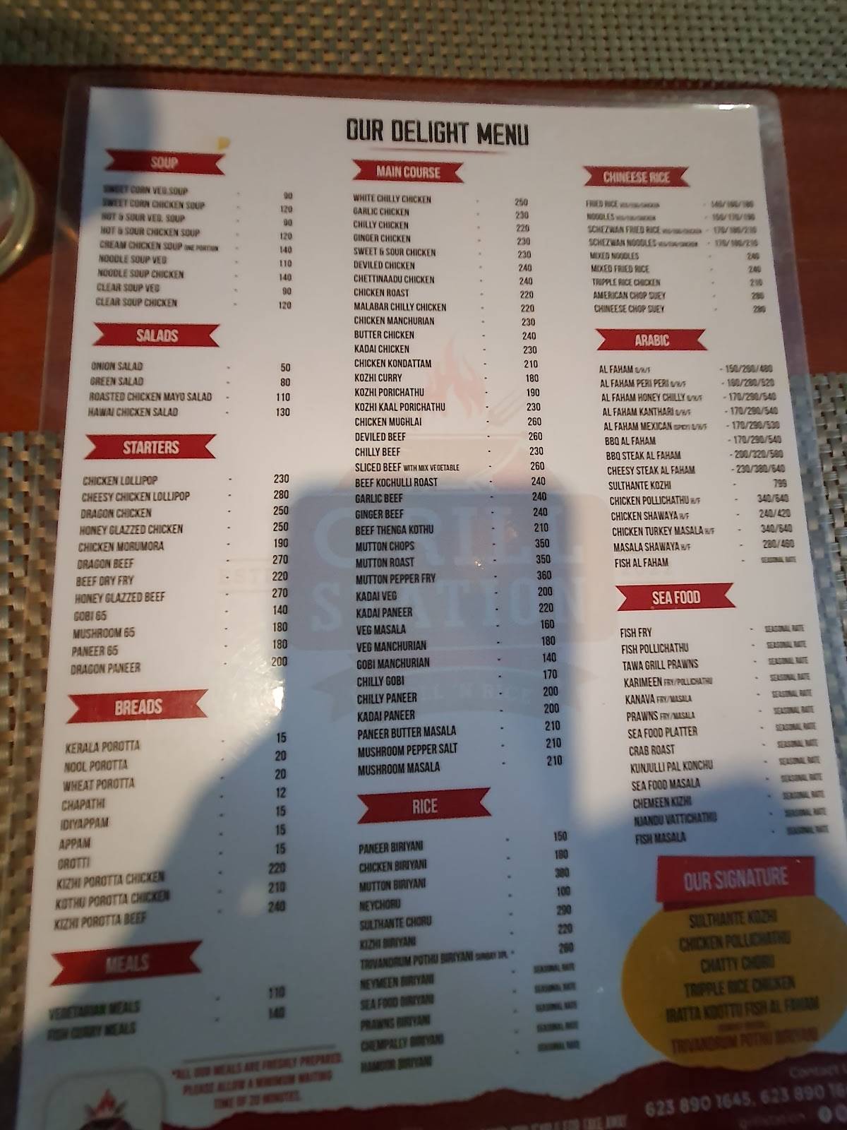 Menu at De Grill Station Pothencode, Pothencode