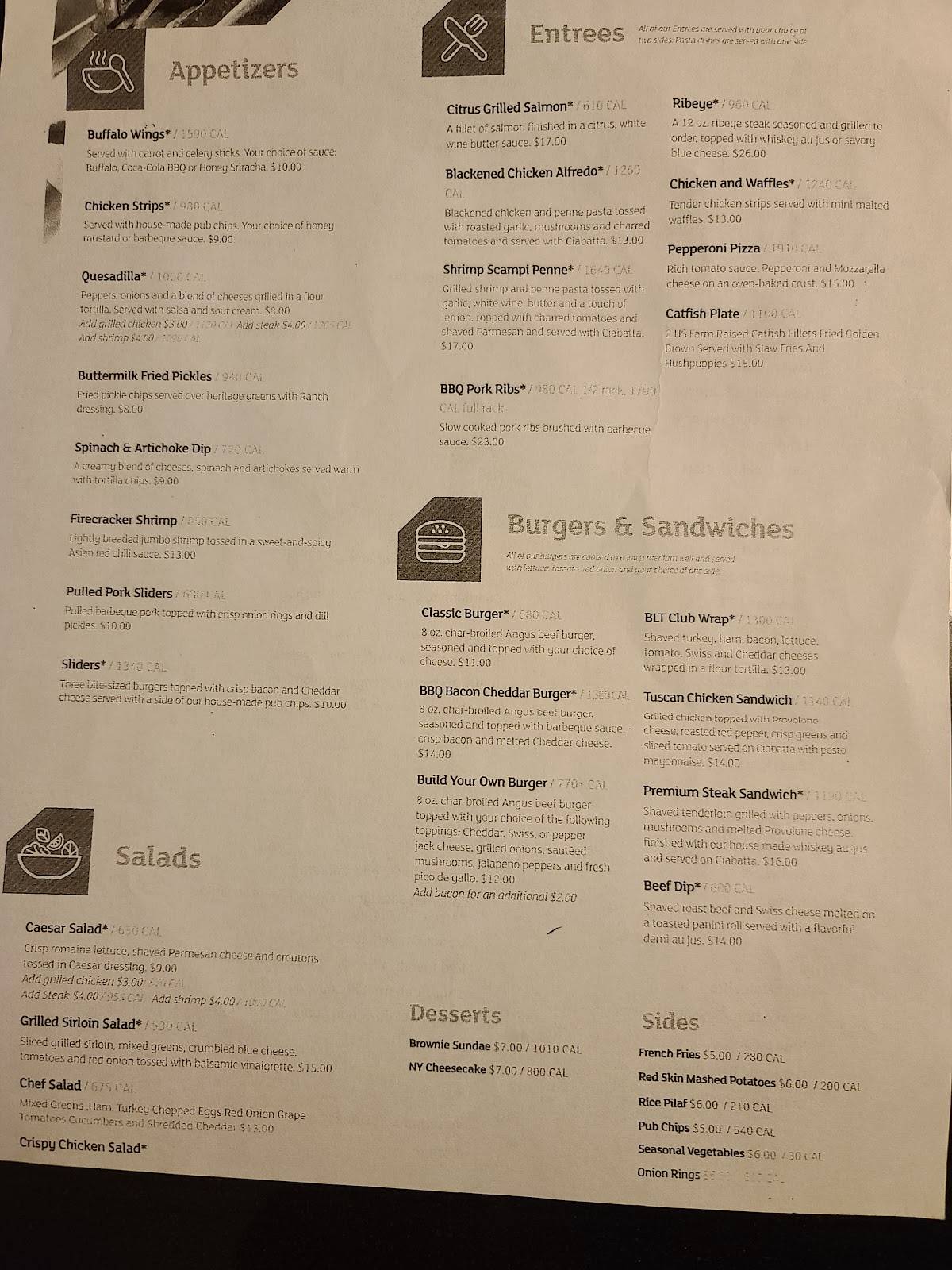 Menu at Grille 22 restaurant, Guin