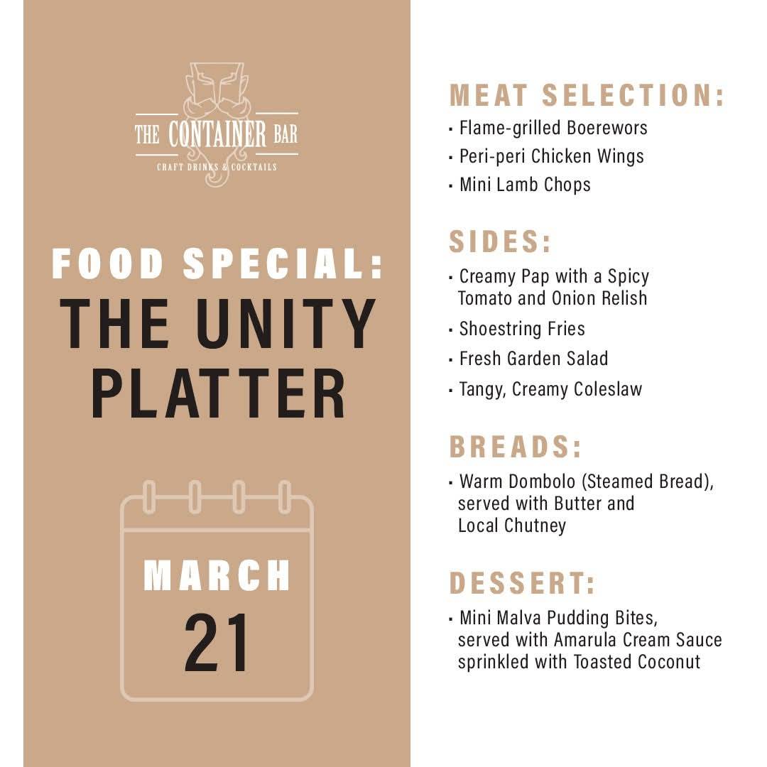 Menu at Grounded Container Bar & Cafe, Polokwane
