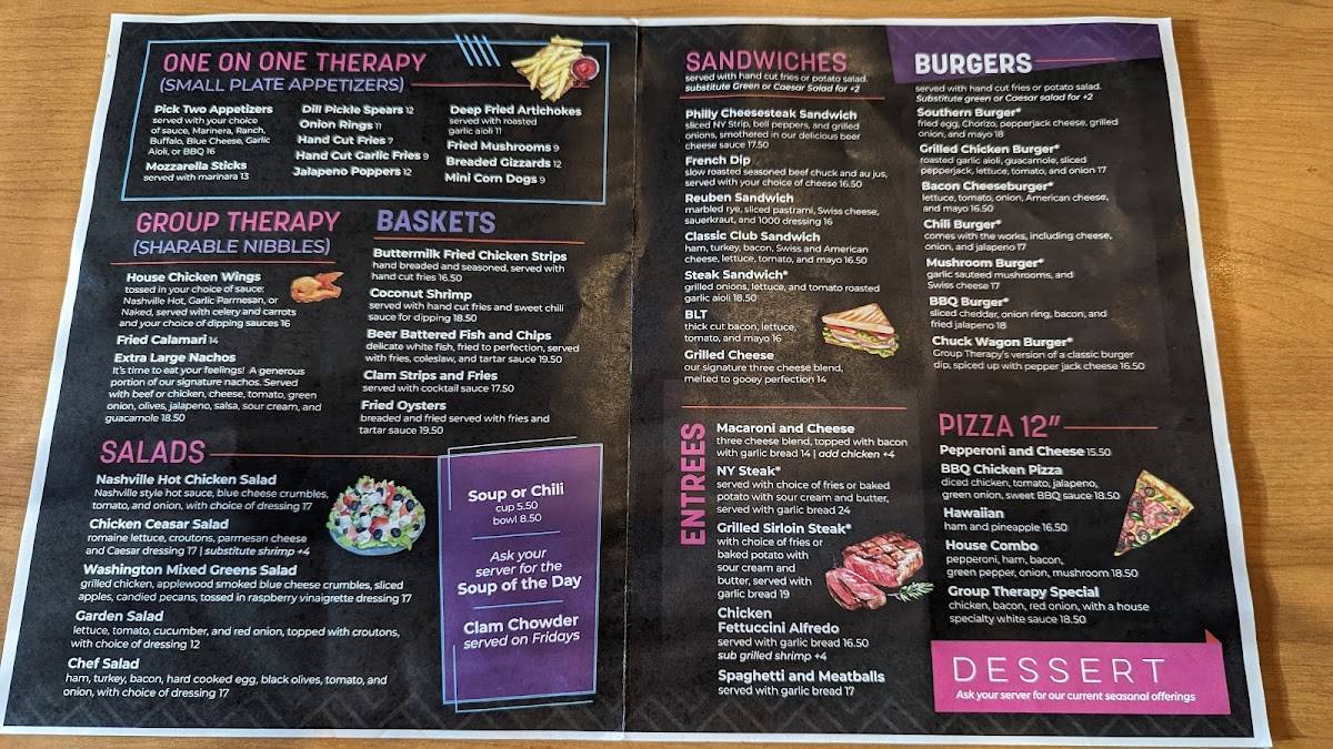 Menu at Group Therapy Bar and Grill, Renton