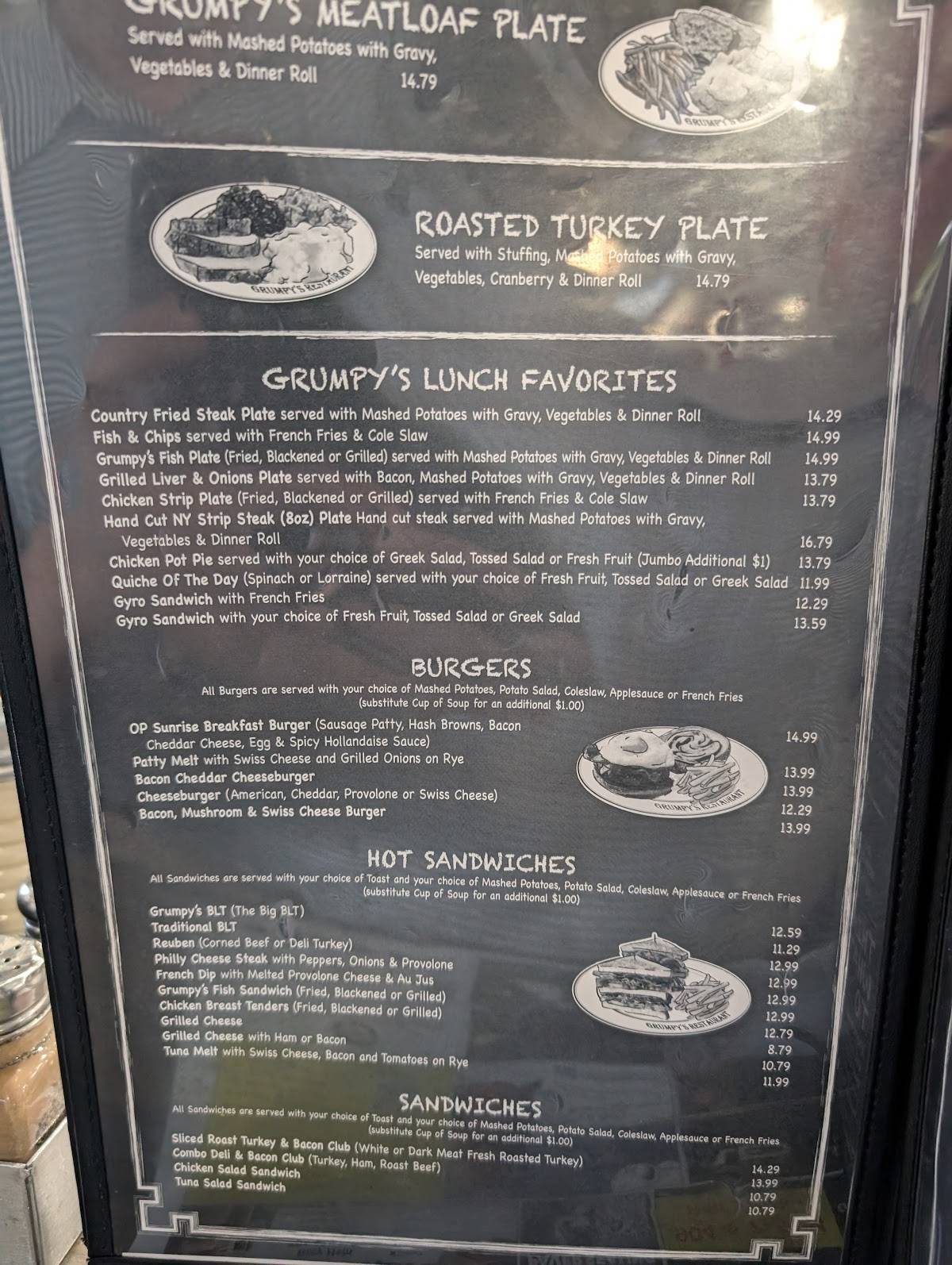 Menu at Grumpy's Restaurant, Orange Park