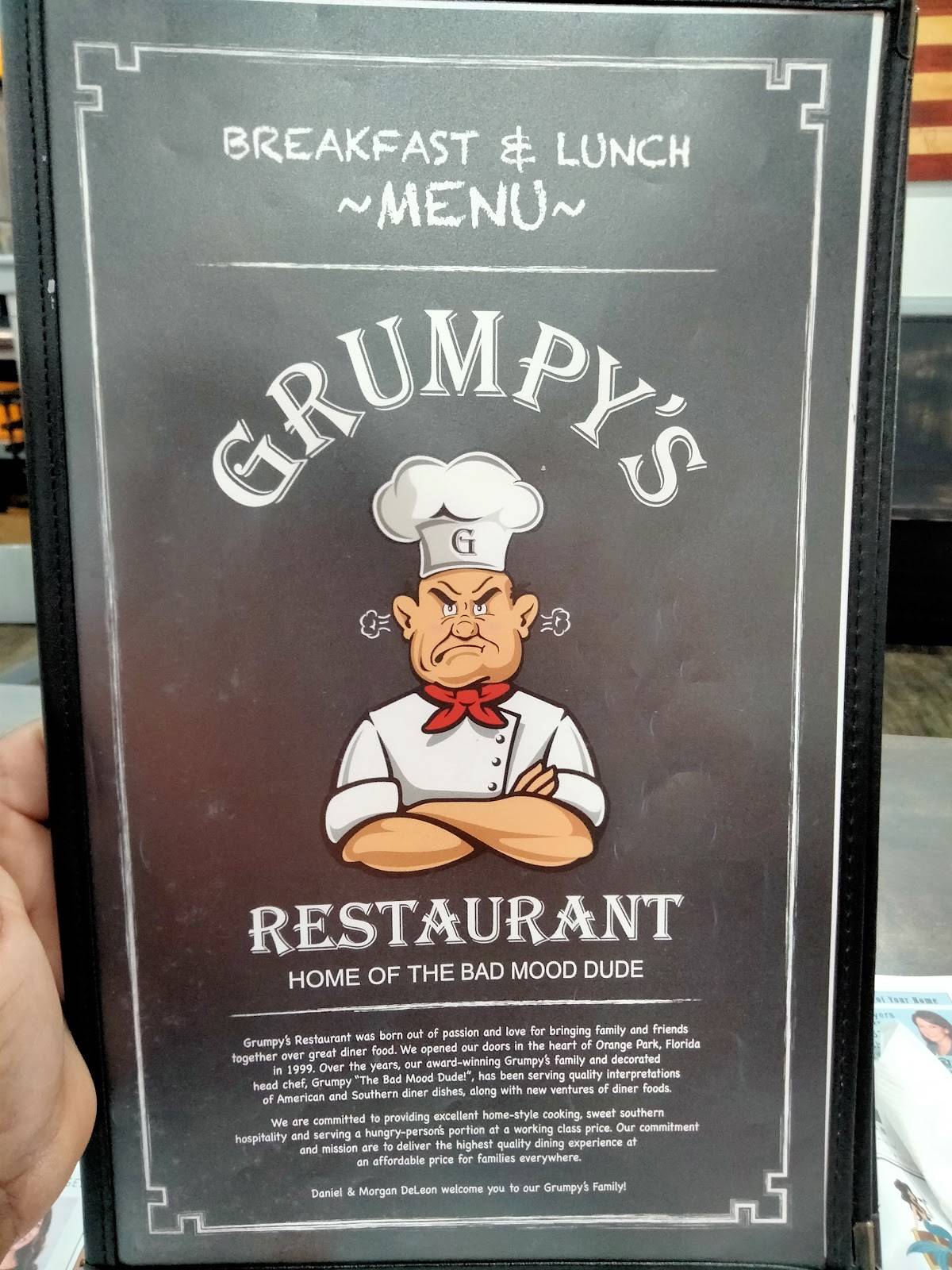 Menu at Grumpy's Restaurant, Orange Park