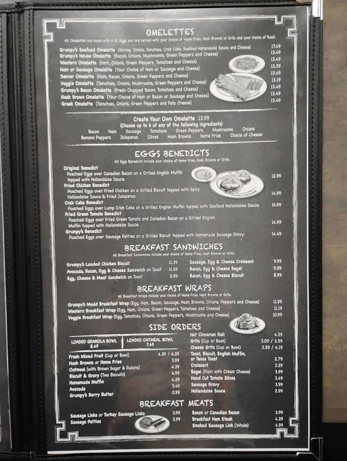 Menu at Grumpy's Restaurant, Orange Park