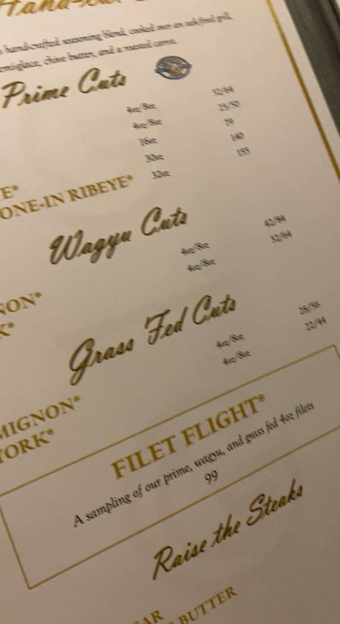 Menu at Guard and Grace steakhouse, Denver