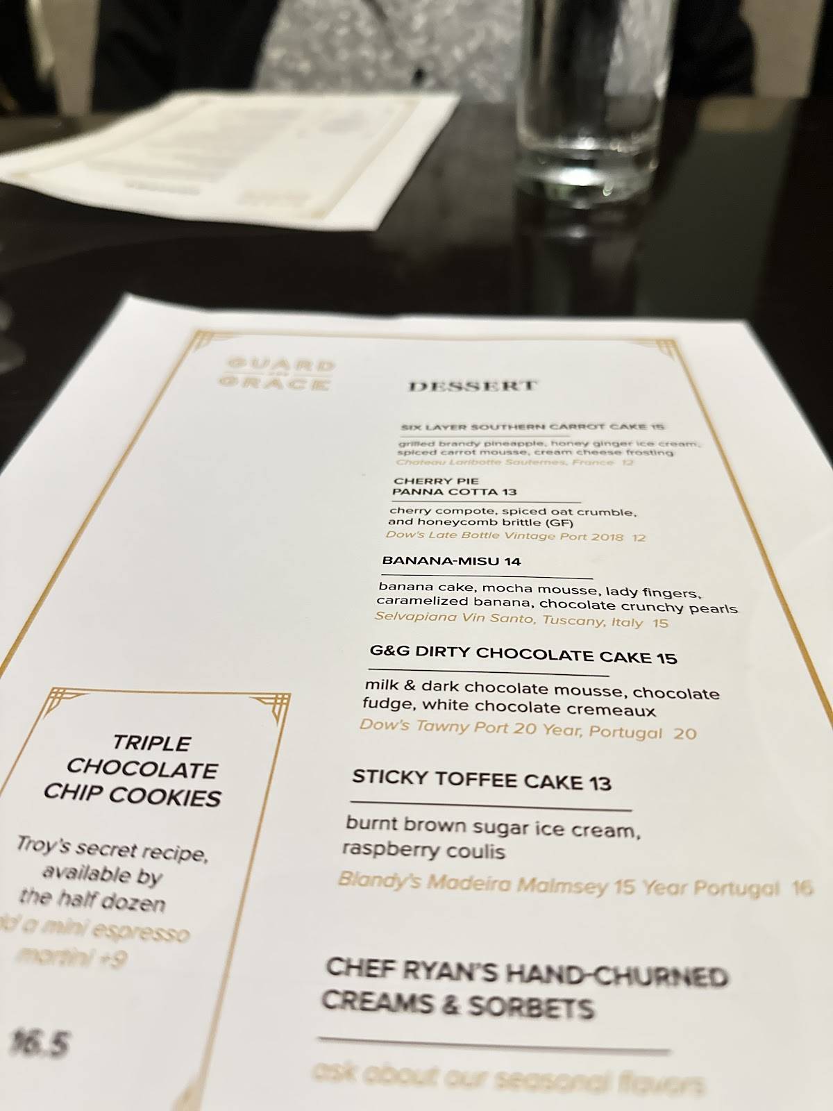Menu at Guard and Grace steakhouse, Denver, California St