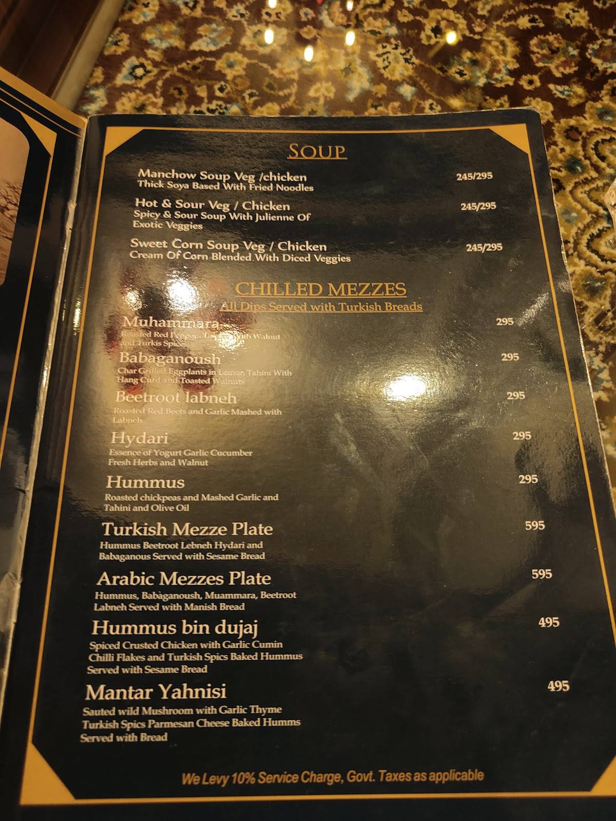 Menu at Gumbad cafe, New Delhi, Jama Masjid