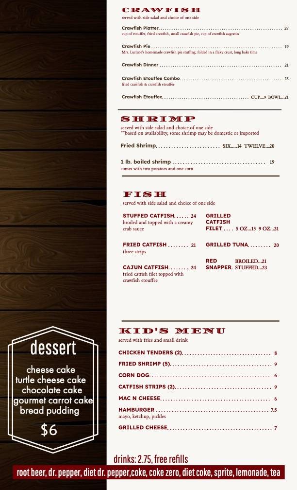 Menu at Gumbeaux's Bar &Grill, Jennings