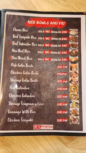 Menu at HIROMITSU RESTAURANT GMA,CAVITE, General Mariano Alvarez