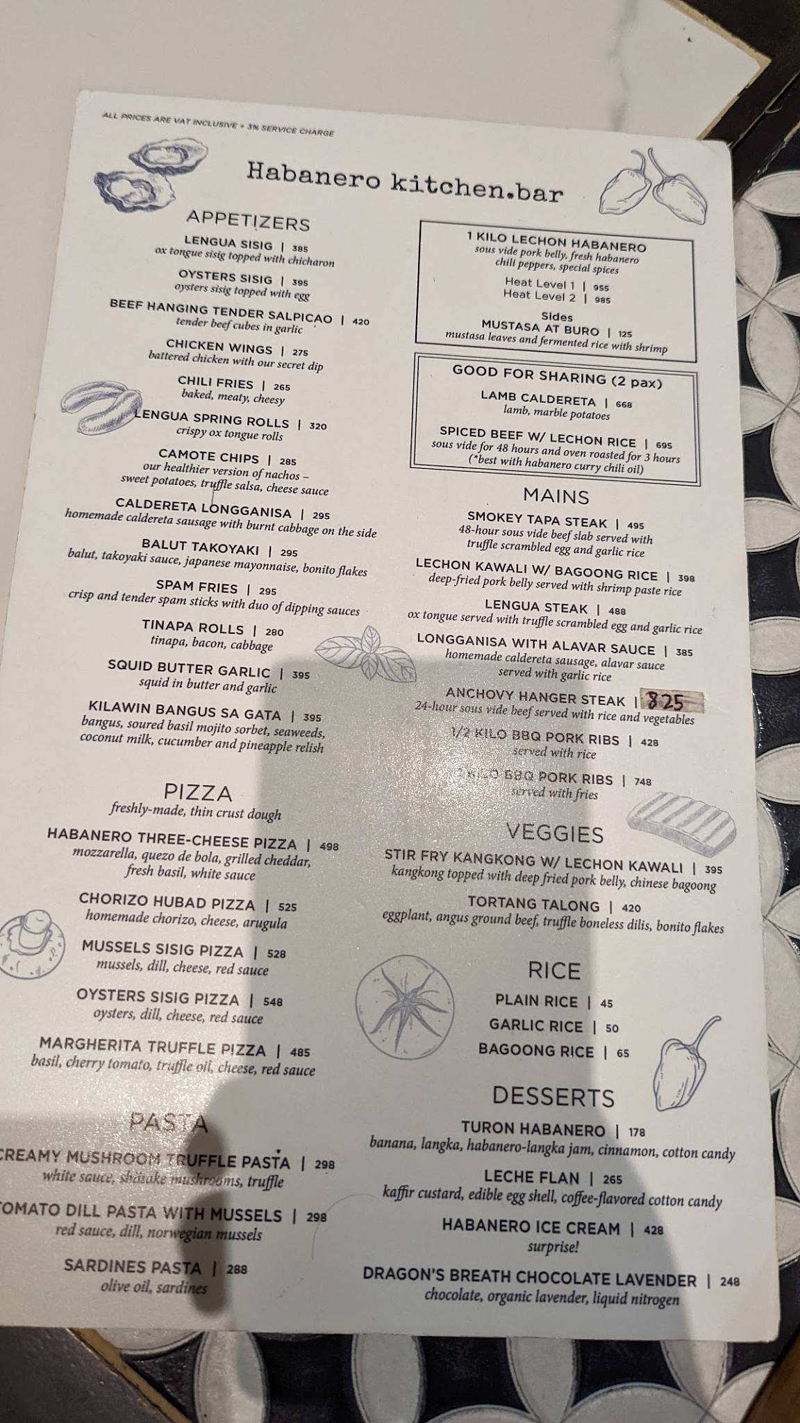 Menu at Habanero Kitchen Bar, Quezon City, Araneta Center