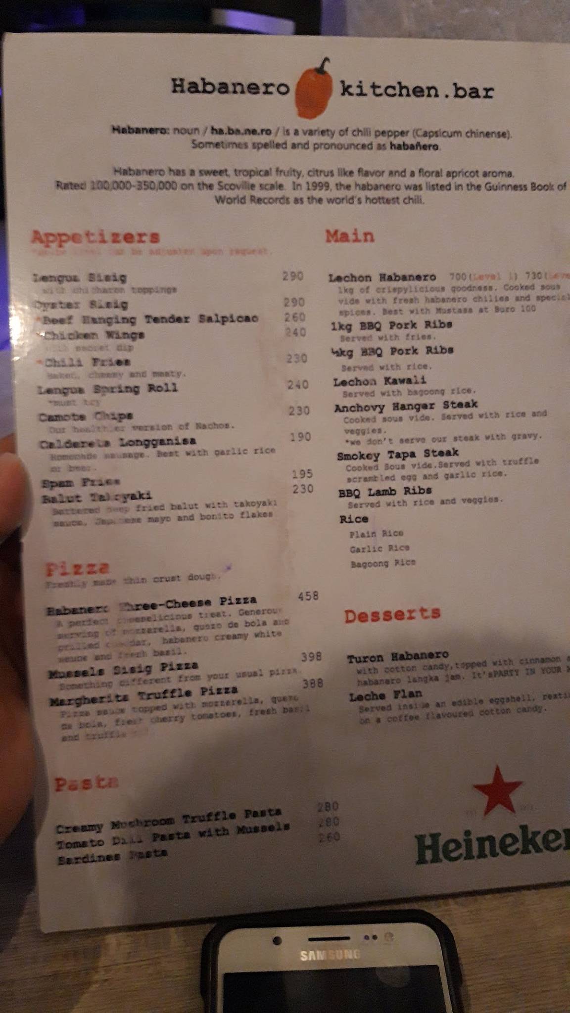 Menu at Habanero Kitchen Bar, Quezon City, Araneta Center