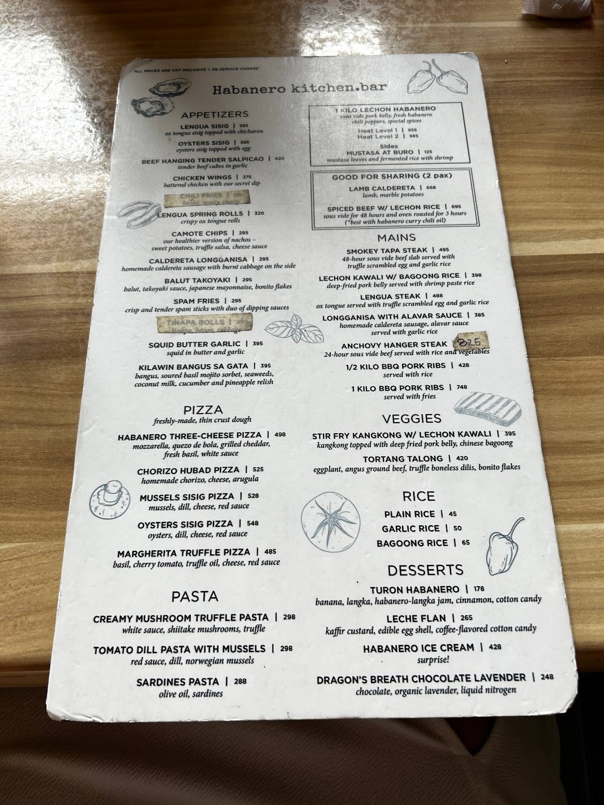 Menu at Habanero Kitchen Bar, Quezon City, Araneta Center