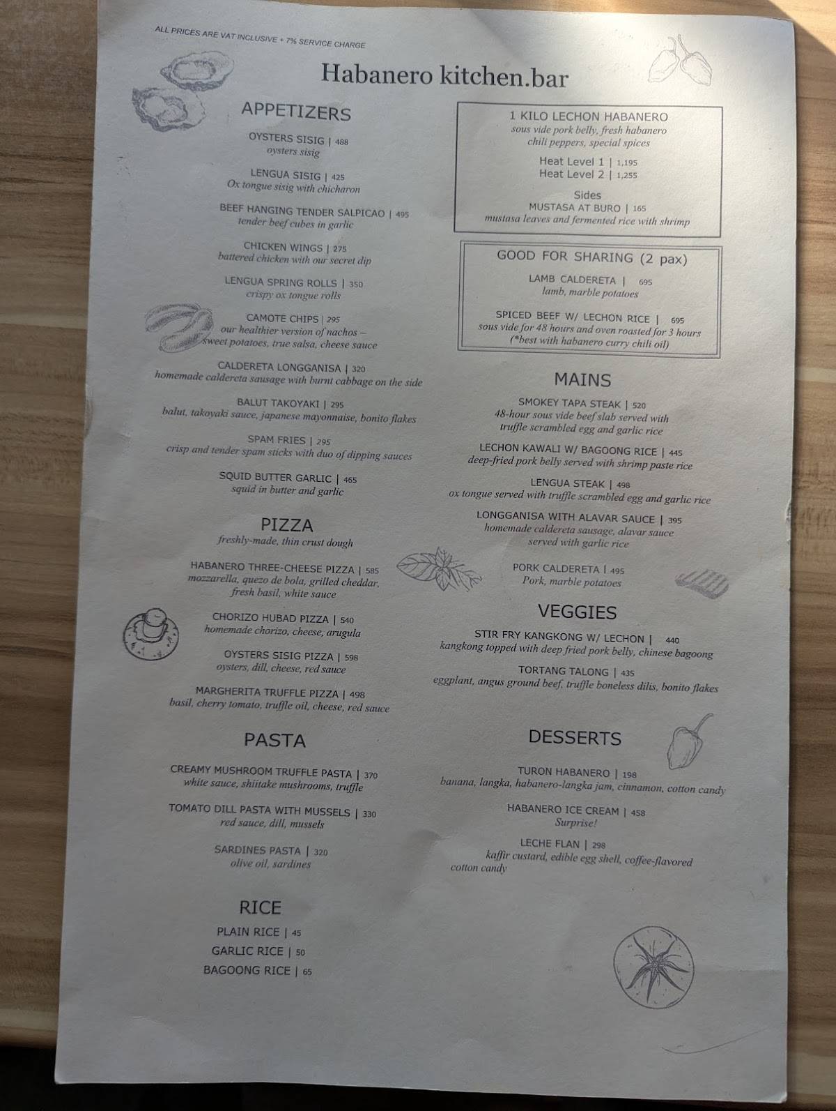 Menu at Habanero Kitchen Bar, Quezon City, Araneta Center