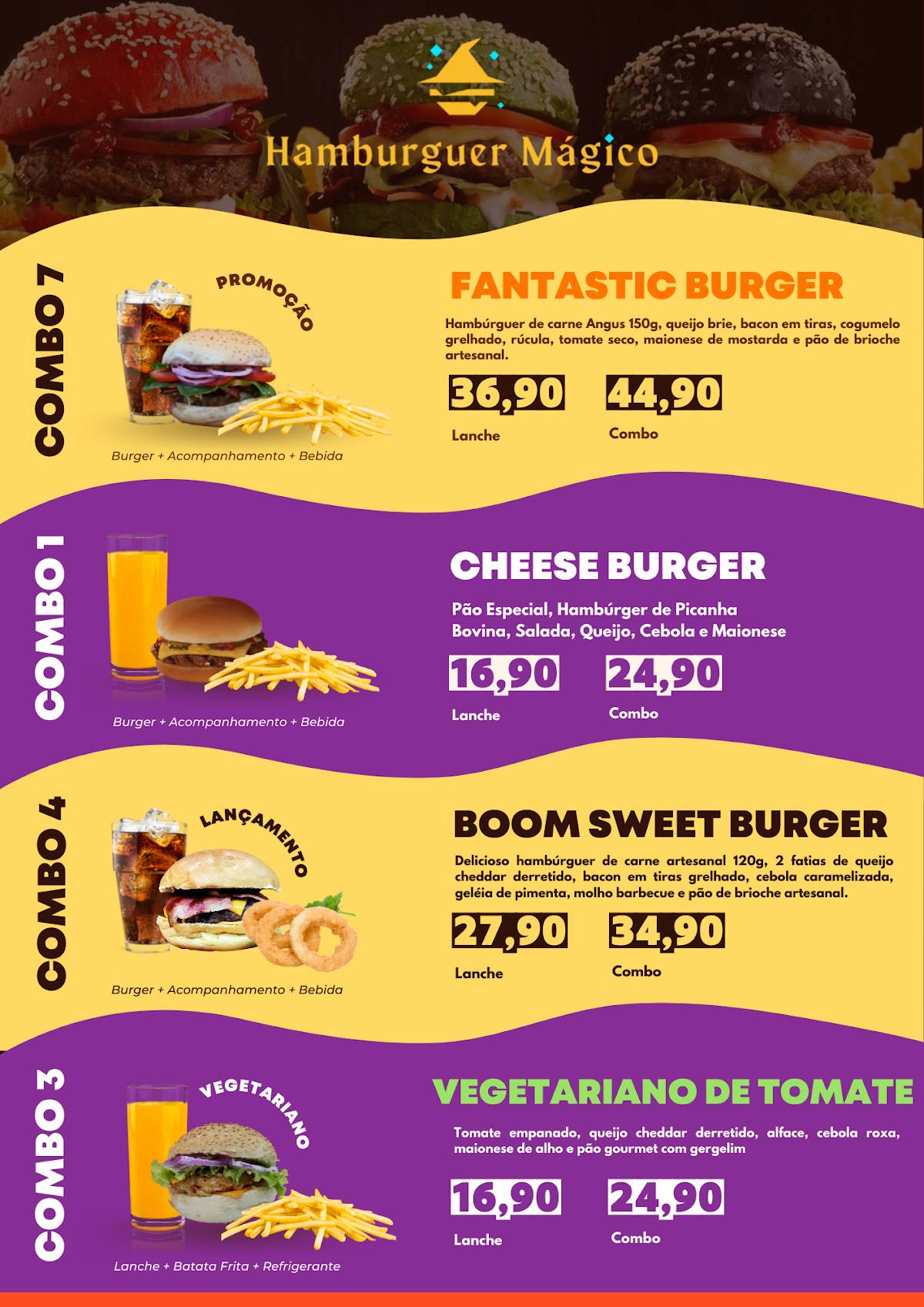 Carta del restaurante Hamburguer Mágico, Curitiba