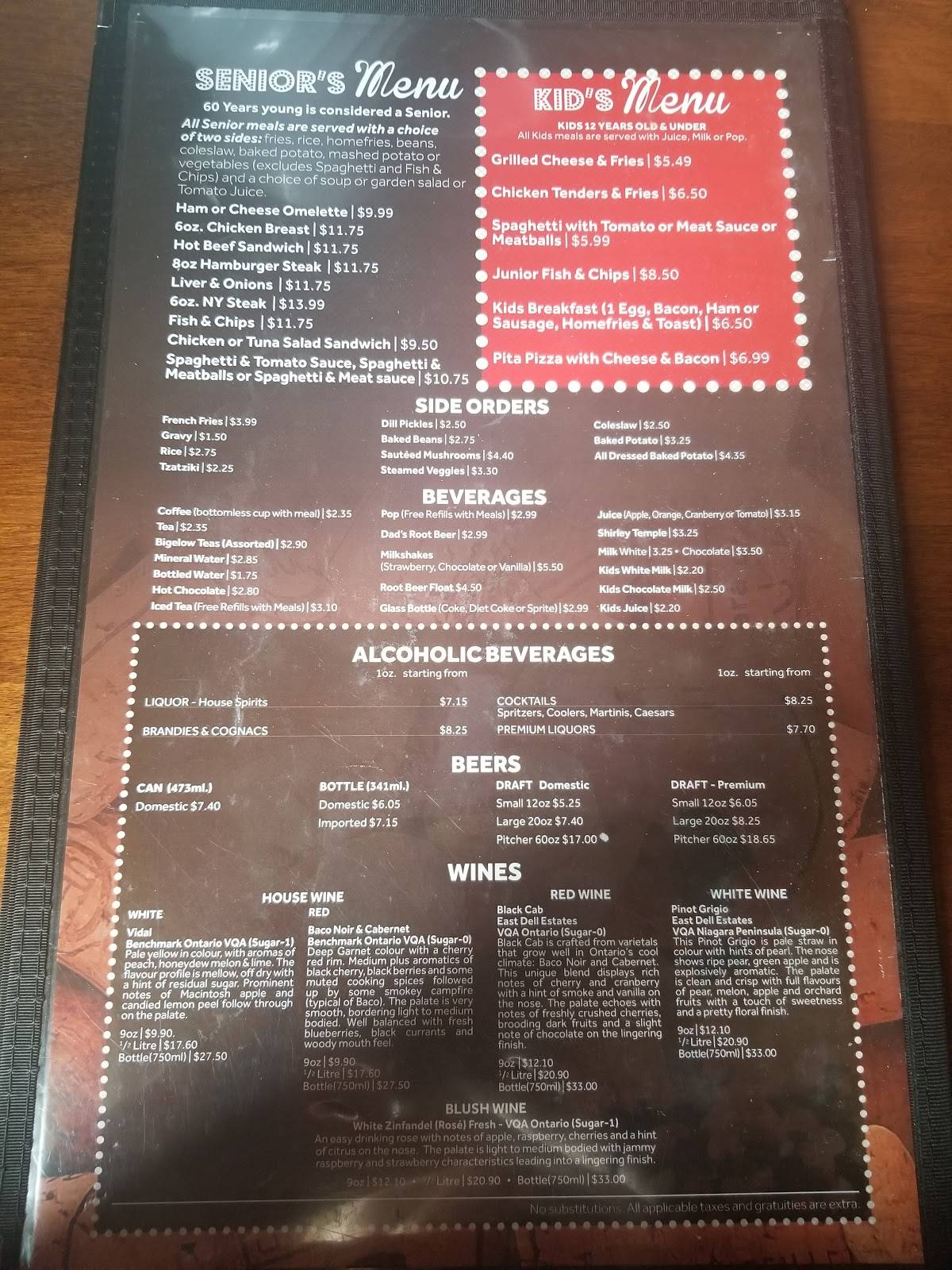 Menu at Broadway Diner restaurant, Hamilton